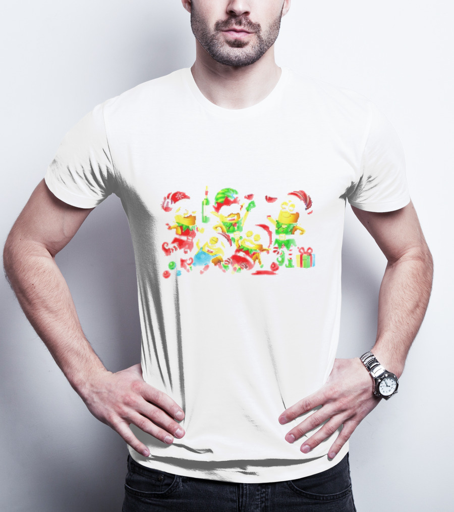 Minion Christmas Merry Celebration With Santa Hats And Wine T-Shirt