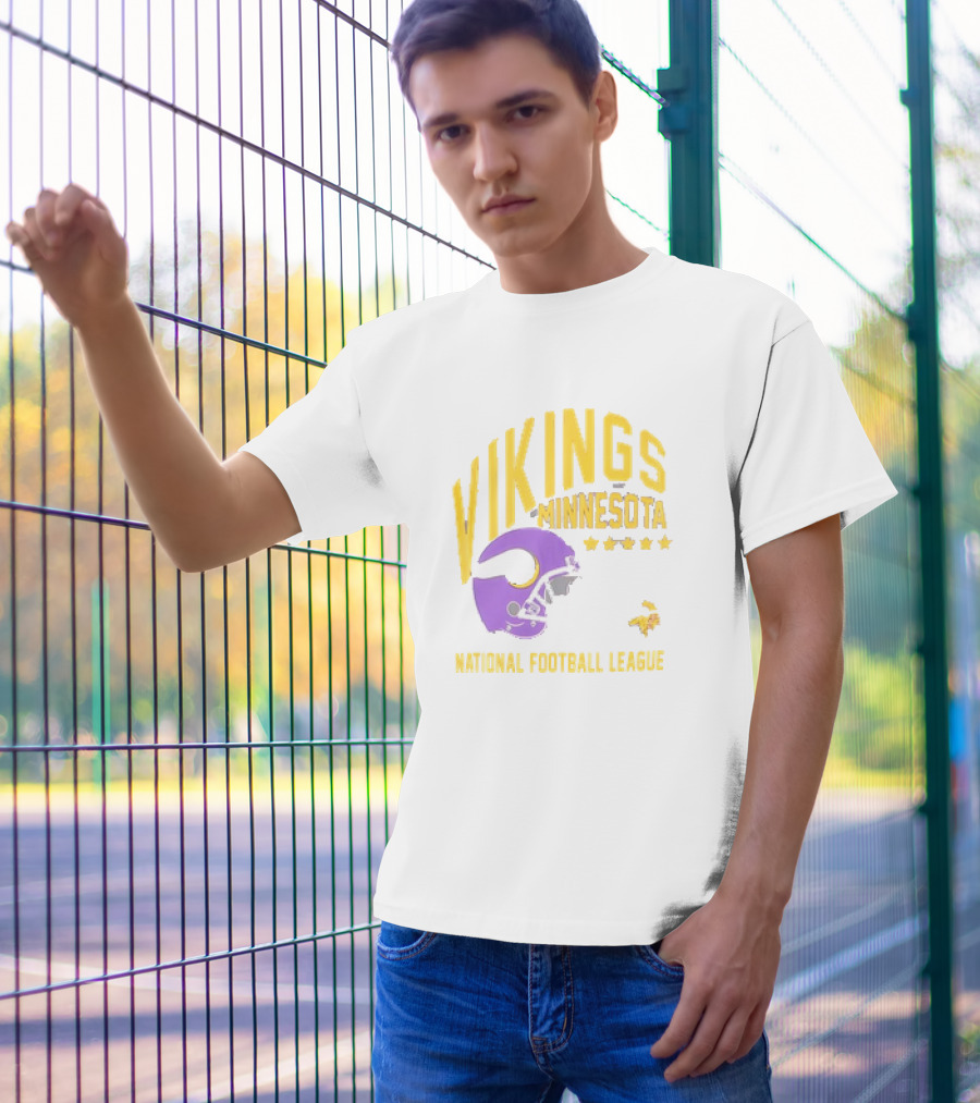 Minnesota Vikings National Football League Helmet Stars T-Shirt