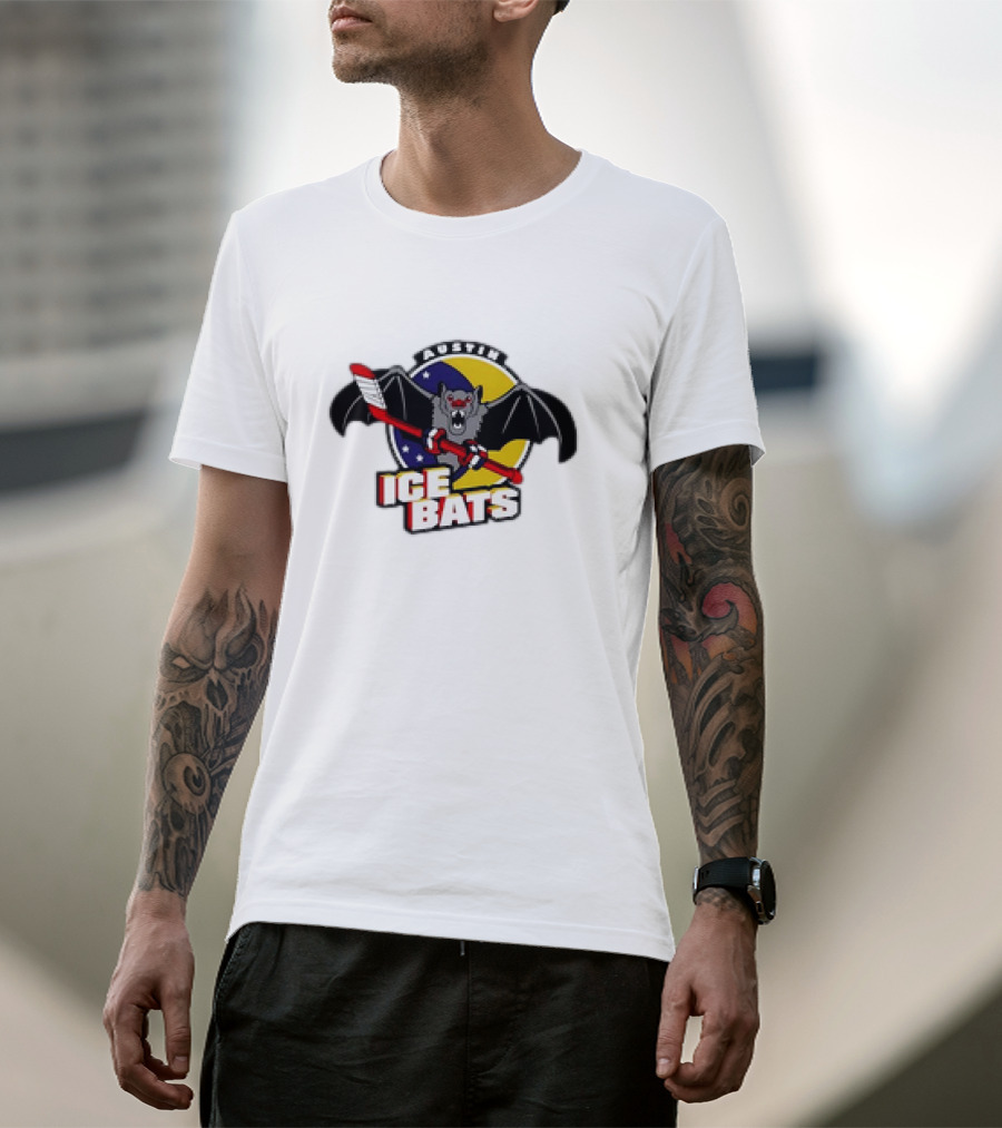 Austin Ice Bats Ludicrous Cartoon Hockey T-Shirt