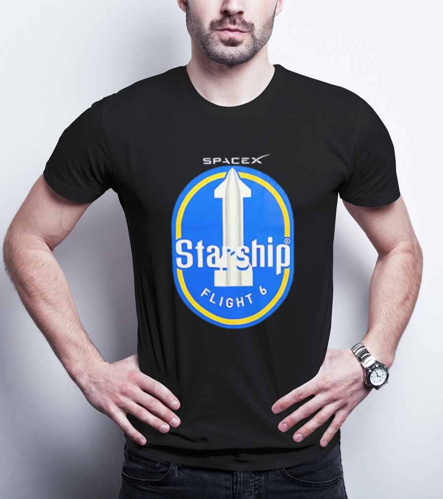 SpaceX Starship Flight 6 Emblem With Rocket T-Shirt