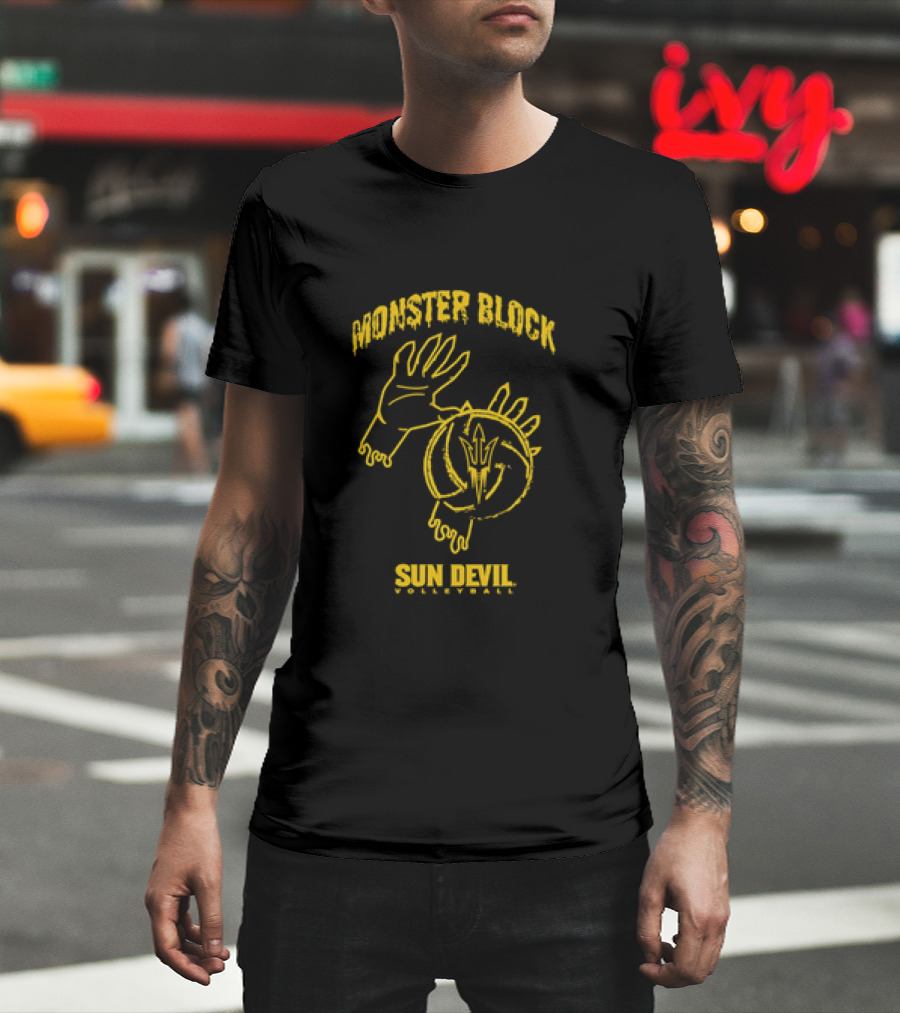 Monster Block Sun Devil Volleyball T-Shirt