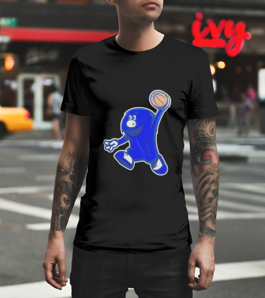 Xavier Musketeers Basketball Blue Mascot With Ball T-Shirt