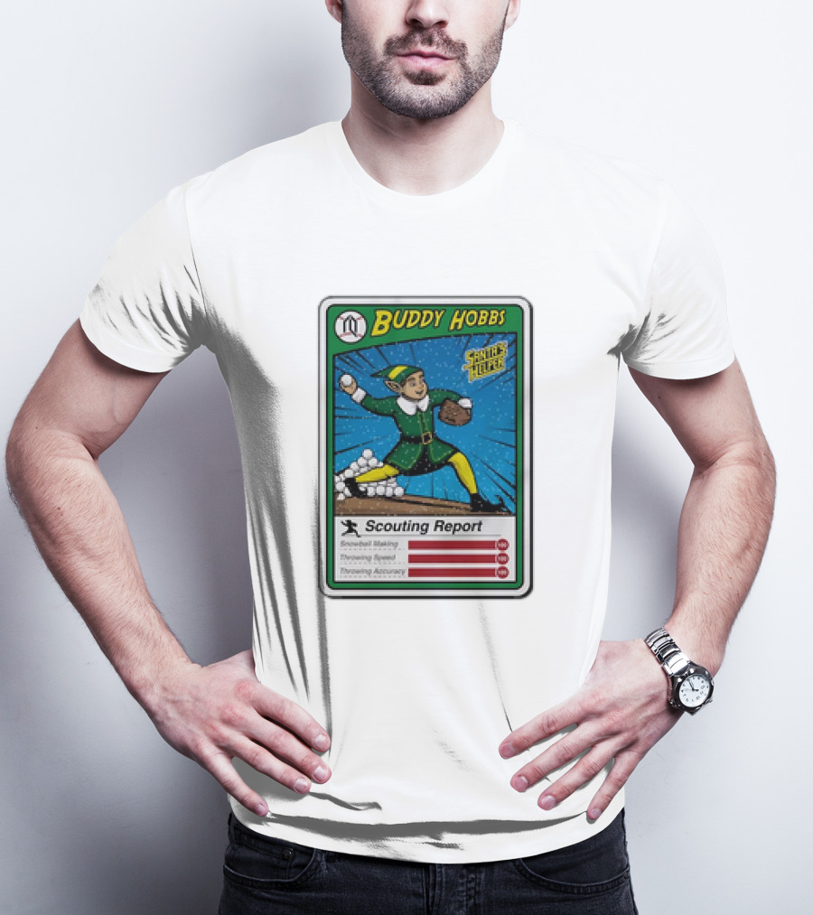 Buddy Hobbs Santa’s Helper Scouting Report Snowball Making Throwing Speed Accuracy T-Shirt