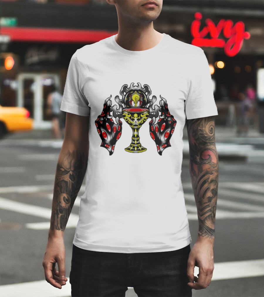 Chalice Hands Classic Red And Black Flame T-Shirt
