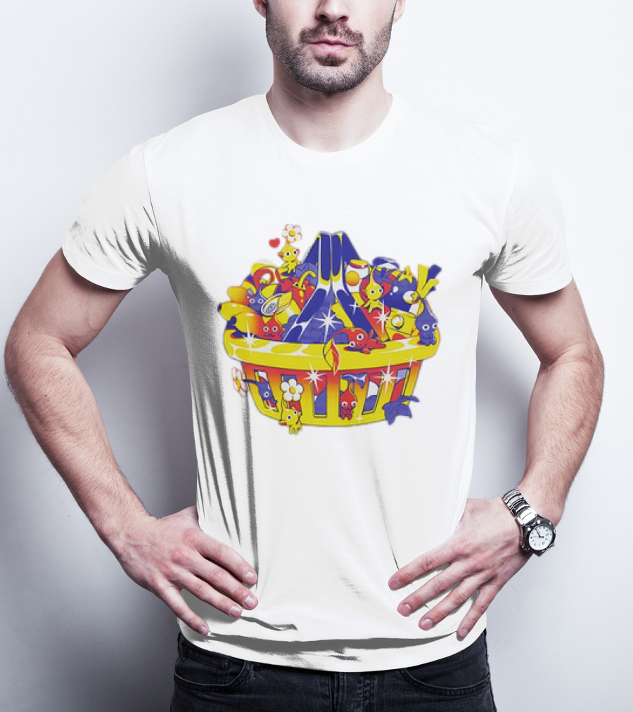 Pikmin Basket Overflowing With Colorful Creatures And Hearts T-Shirt