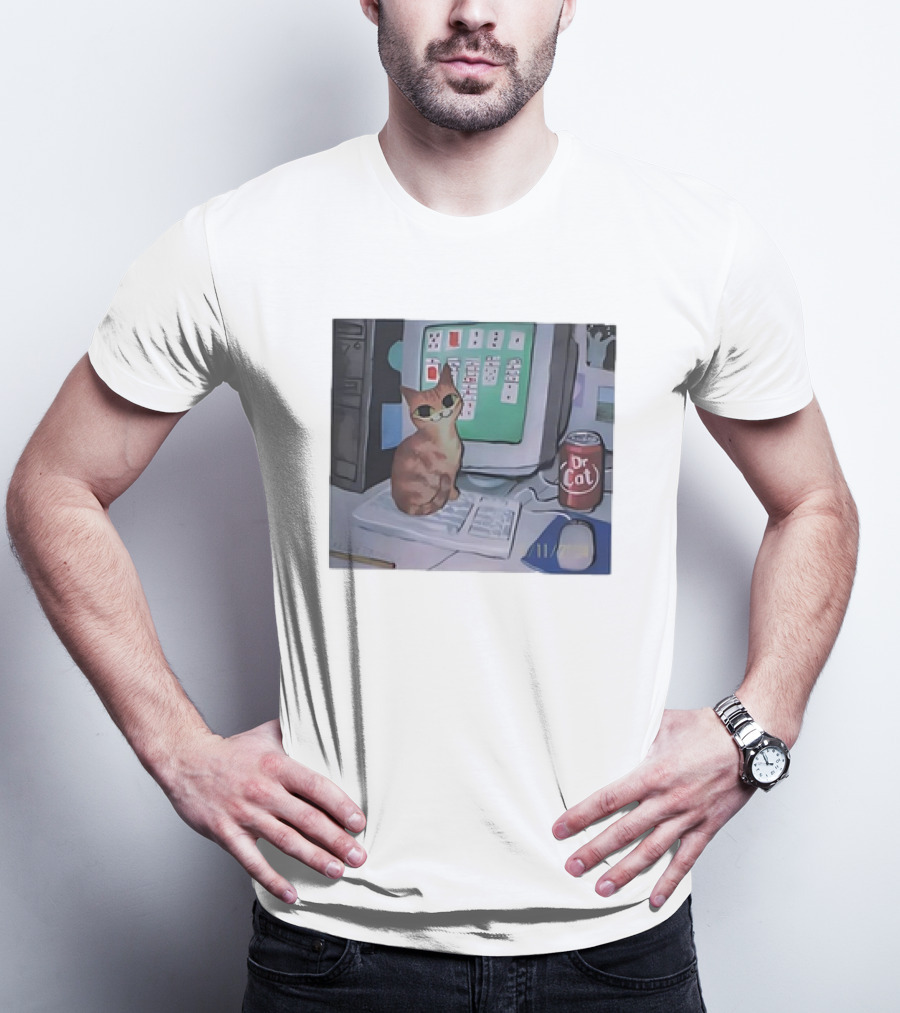 Cat Kelly Pringle Dr Cat Computer Solitaire T-Shirt
