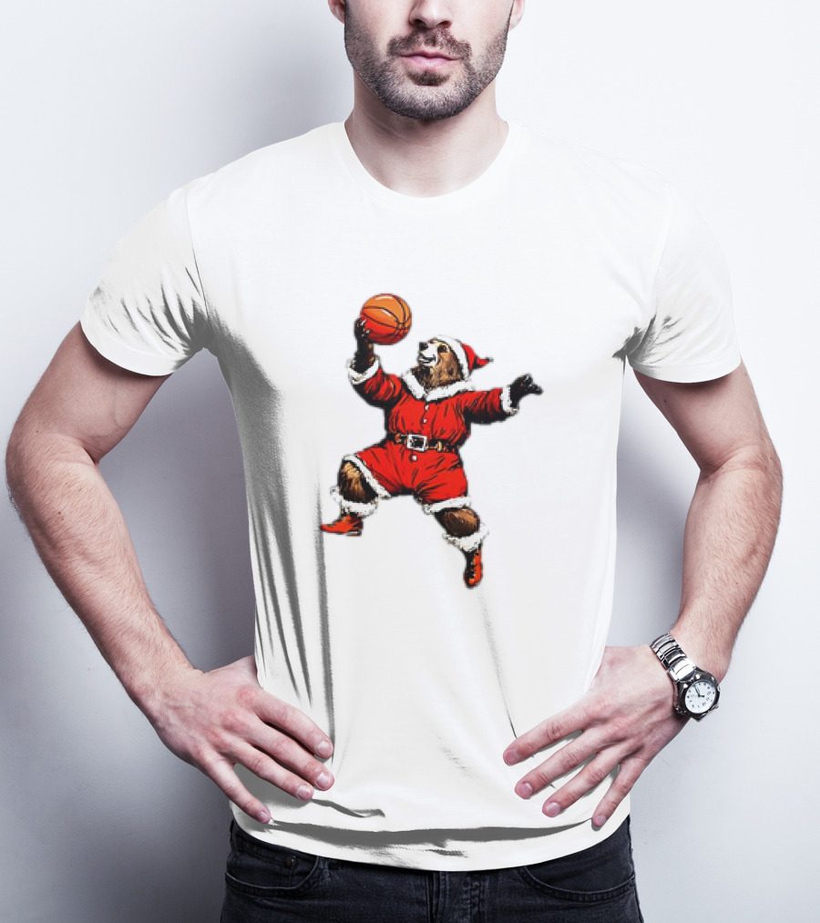Santa Bear Basketball Holiday T-Shirt