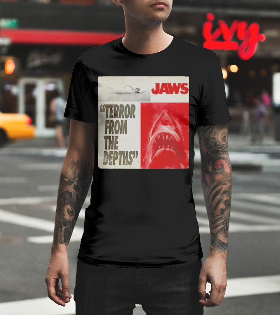 Jaws Terror From The Depths Retro Classic Movie Iconic Shark Attack Scene T-Shirt