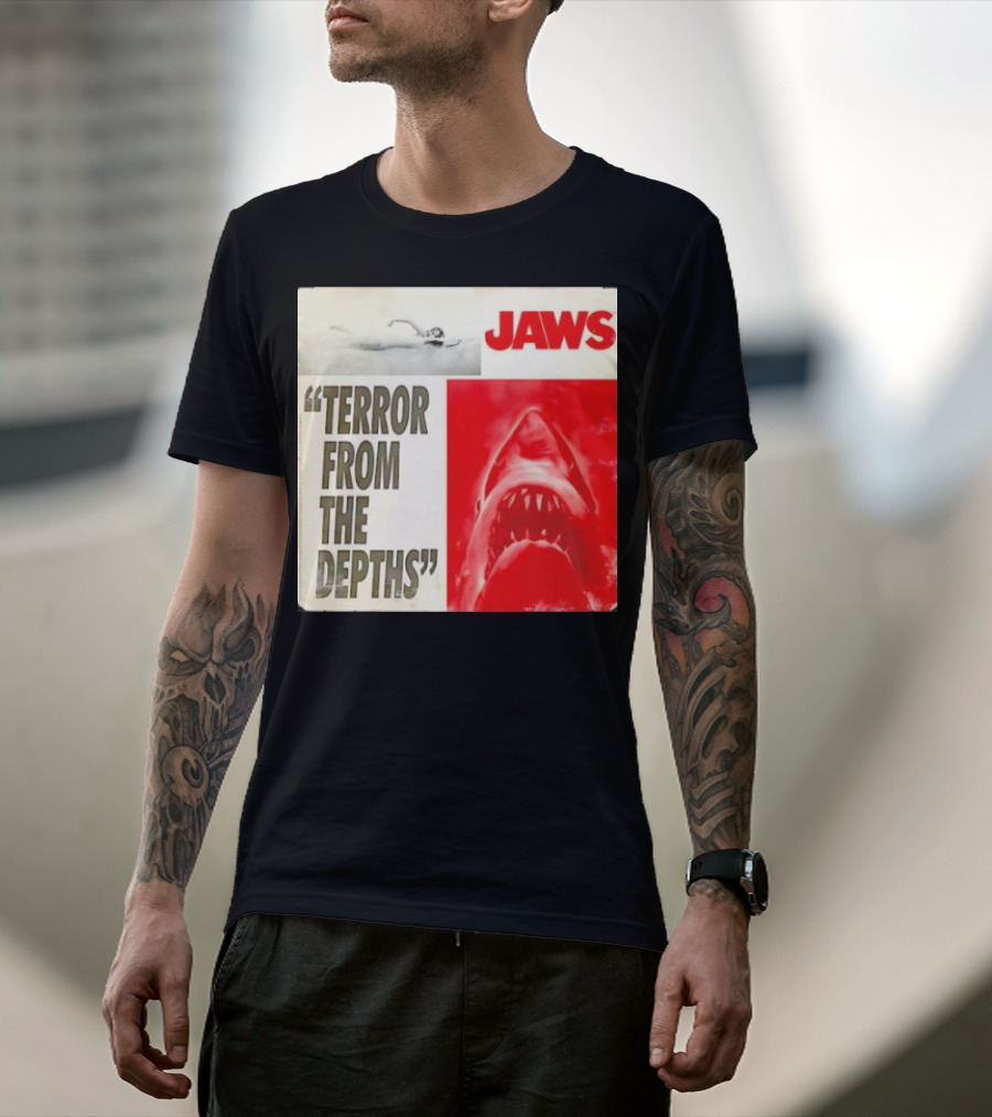 Jaws Terror From The Depths Retro Classic Movie Iconic Shark Attack Scene T-Shirt