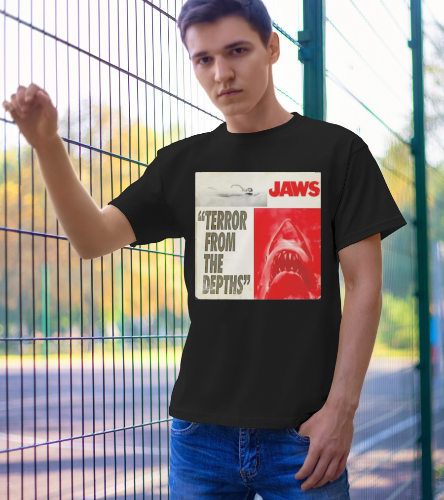 Jaws Terror From The Depths Retro Classic Movie Iconic Shark Attack Scene T-Shirt