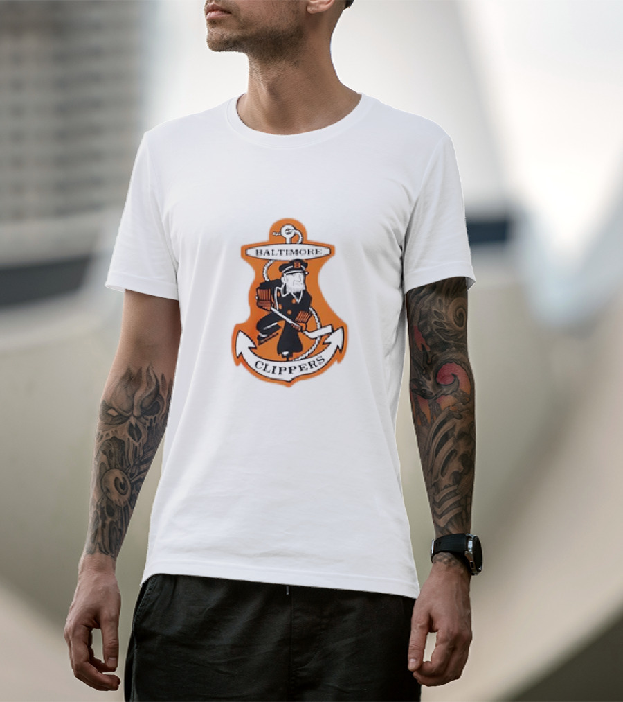 Baltimore Clippers 1962 Retro Style AHL Logo Orange Anchor T-Shirt