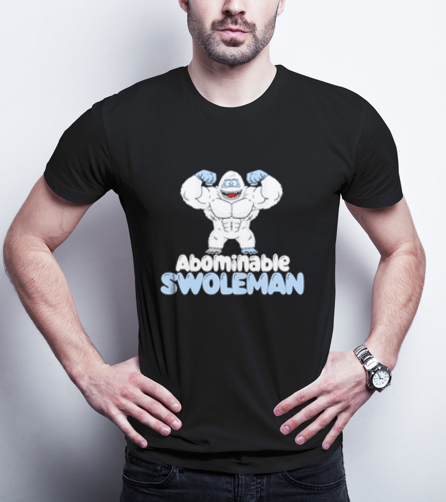 Abominable Swoleman Flexing Cartoon Yeti Meme T-Shirt