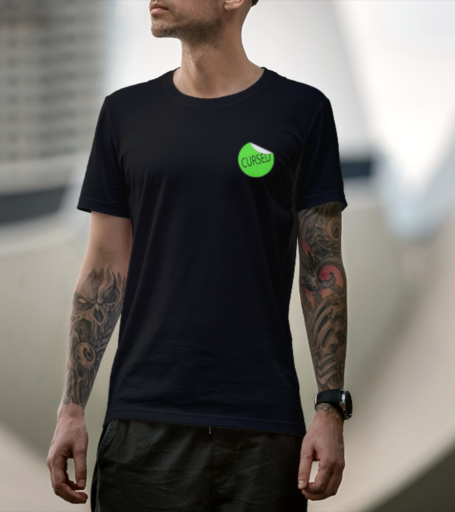 Danhausen Cursed Sticker Green Cursed Text T-Shirt