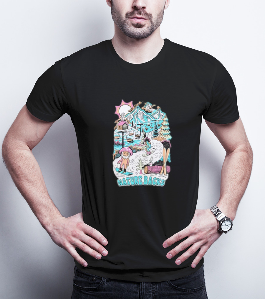 Nature Backs Mountain Cabin Adventure In Winter Wonderland T-Shirt