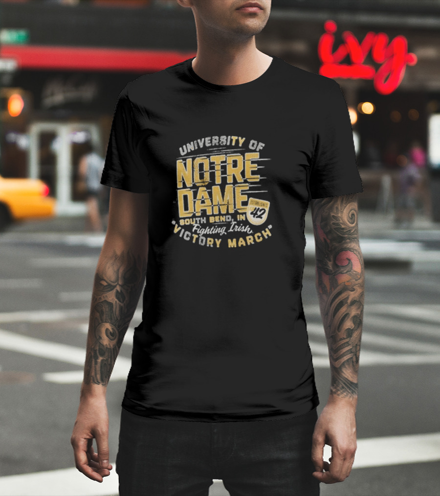 University Of Notre Dame Fighting Irish Victory March South Bend IN Stadium 42 T-Shirt