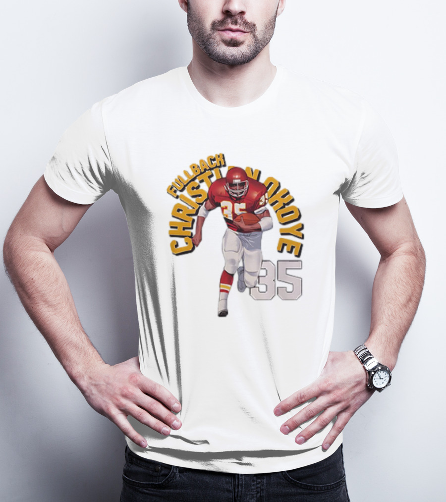 Christian Okoye Kansas City Chiefs Fullback 35 Vintage NFL Football Name ARC T-Shirt