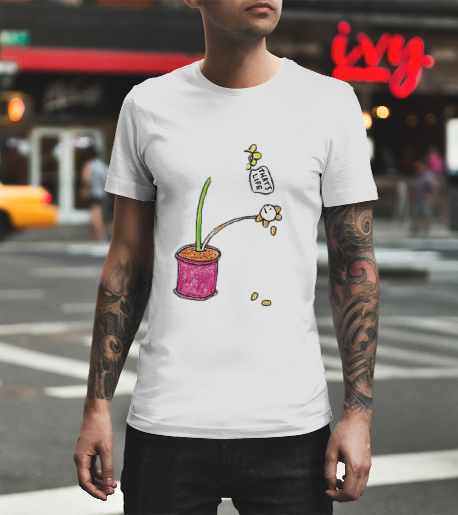 Flowers That's Life Drooping Plant With Bee T-Shirt