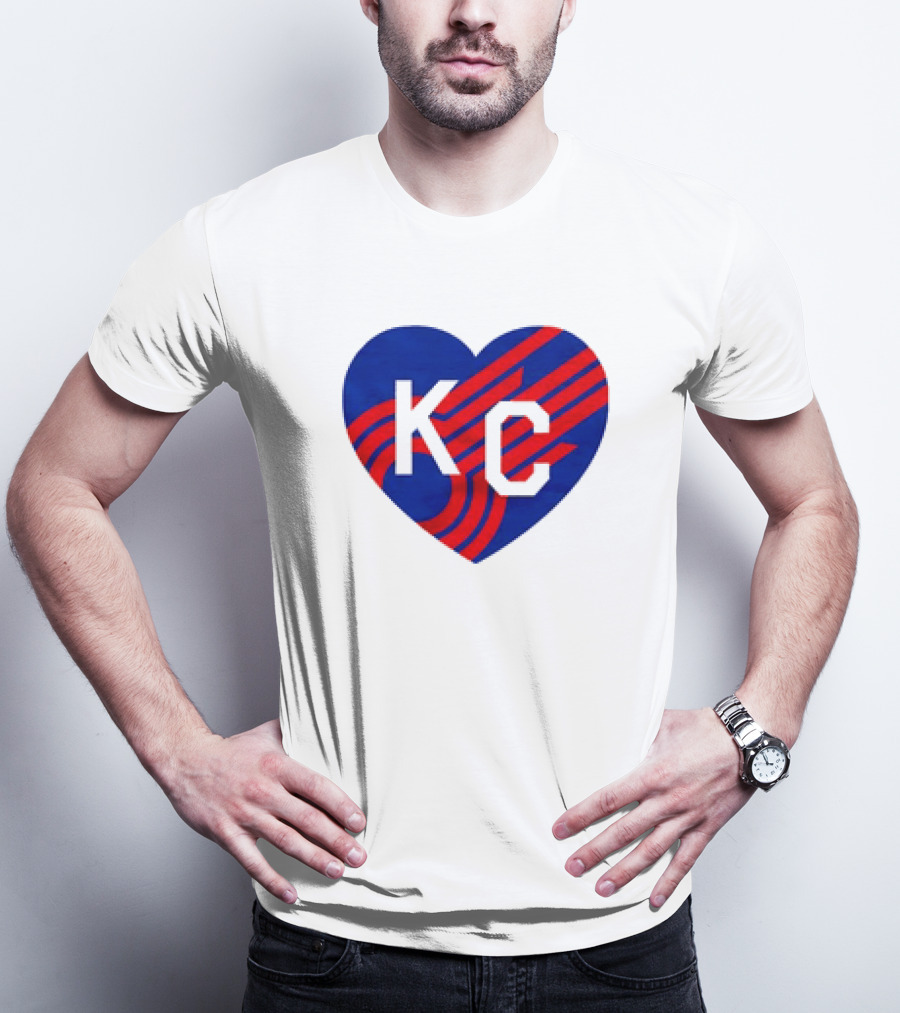 KC Comets Blue Red Striped Heart Love T-Shirt