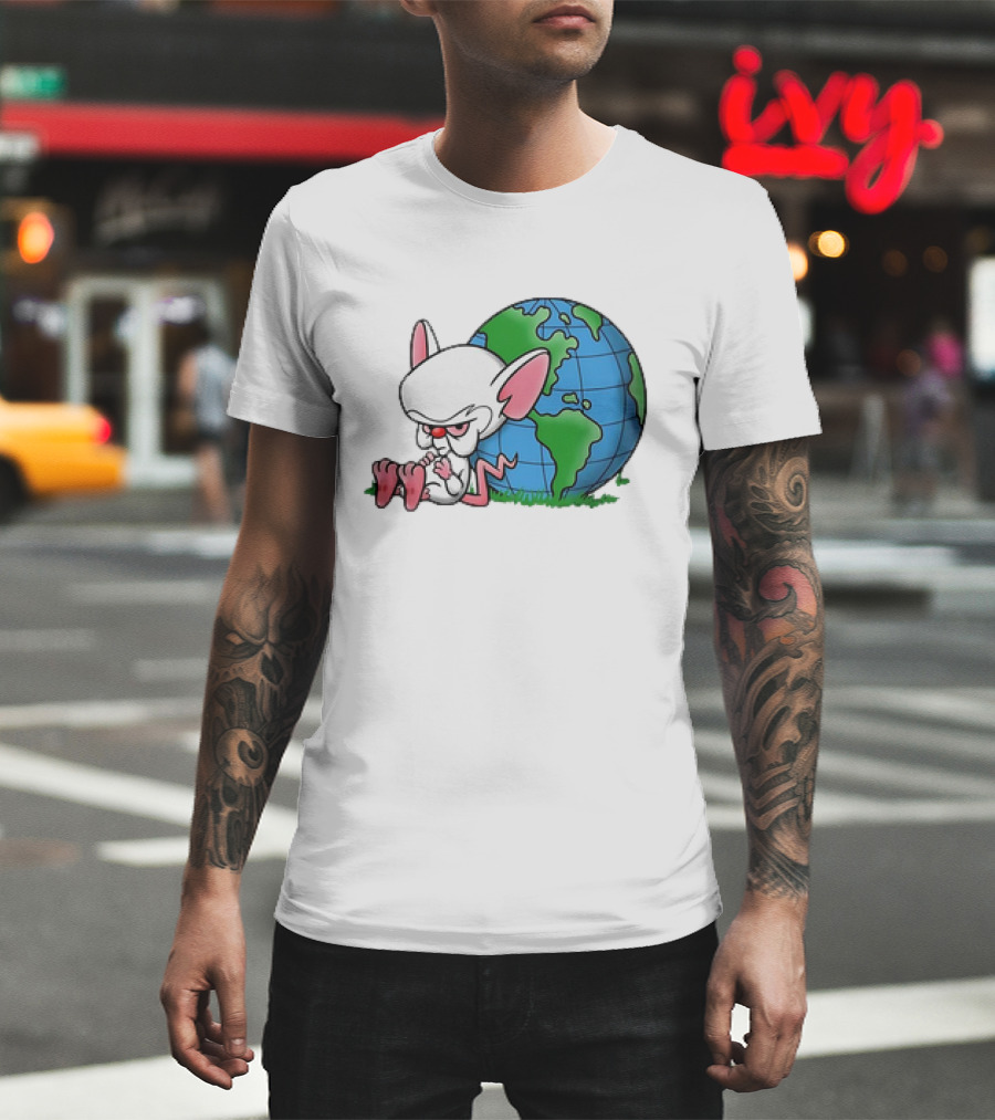 Pinky And The Brain World Domination Plan With Globe T-Shirt