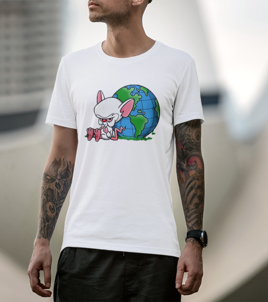 Pinky And The Brain World Domination Plan With Globe T-Shirt