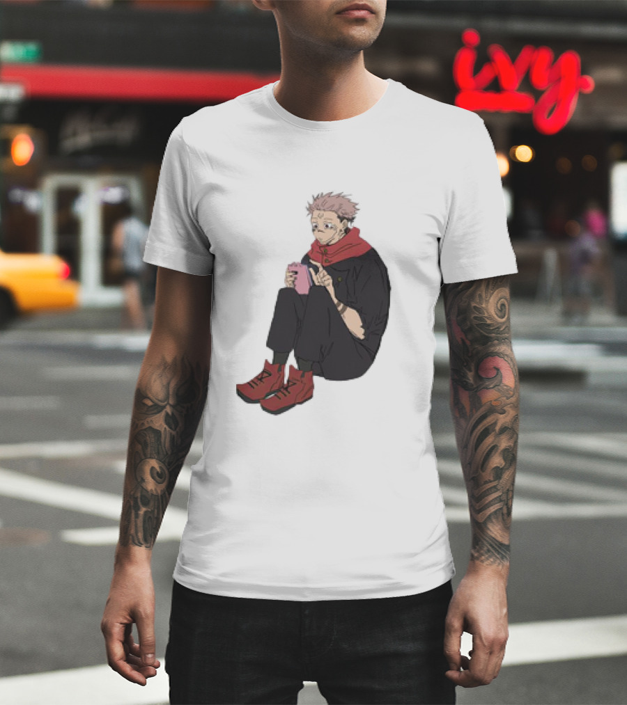 Yuji Itadori Mode Ryomen Sukuna Playing With Phone Jujutsu Kaisen Anime T-Shirt
