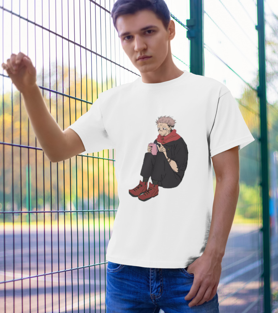 Yuji Itadori Mode Ryomen Sukuna Playing With Phone Jujutsu Kaisen Anime T-Shirt
