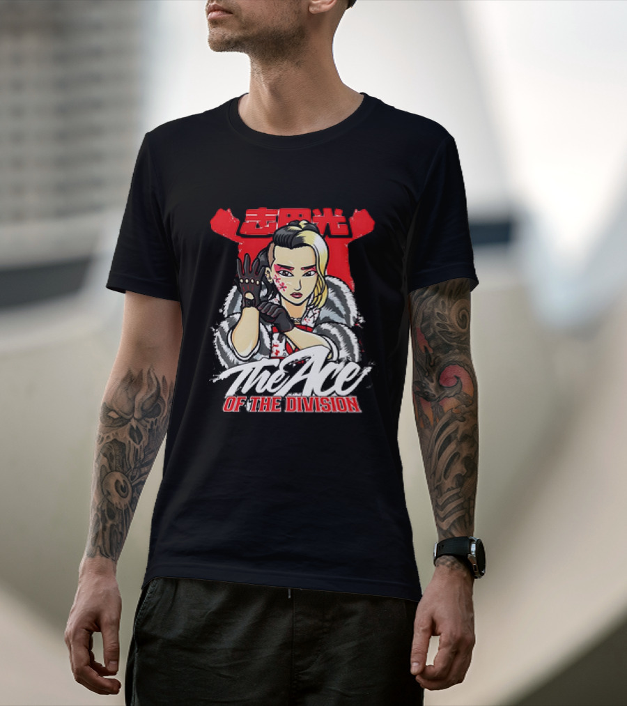 Hikaru Shida The Ace Of The Division Japanese Kanji Red Black Glove T-Shirt