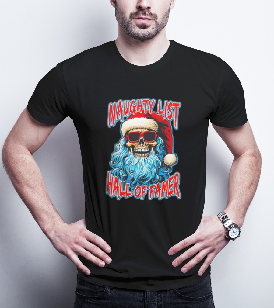 Naughty List Hall Of Famer Santa Claus Skeleton T-Shirt
