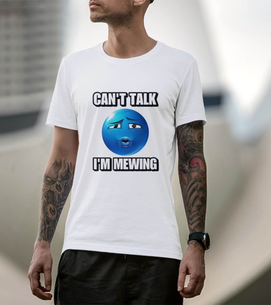 Can't Talk Blue Emoji Mewing Meme T-Shirt