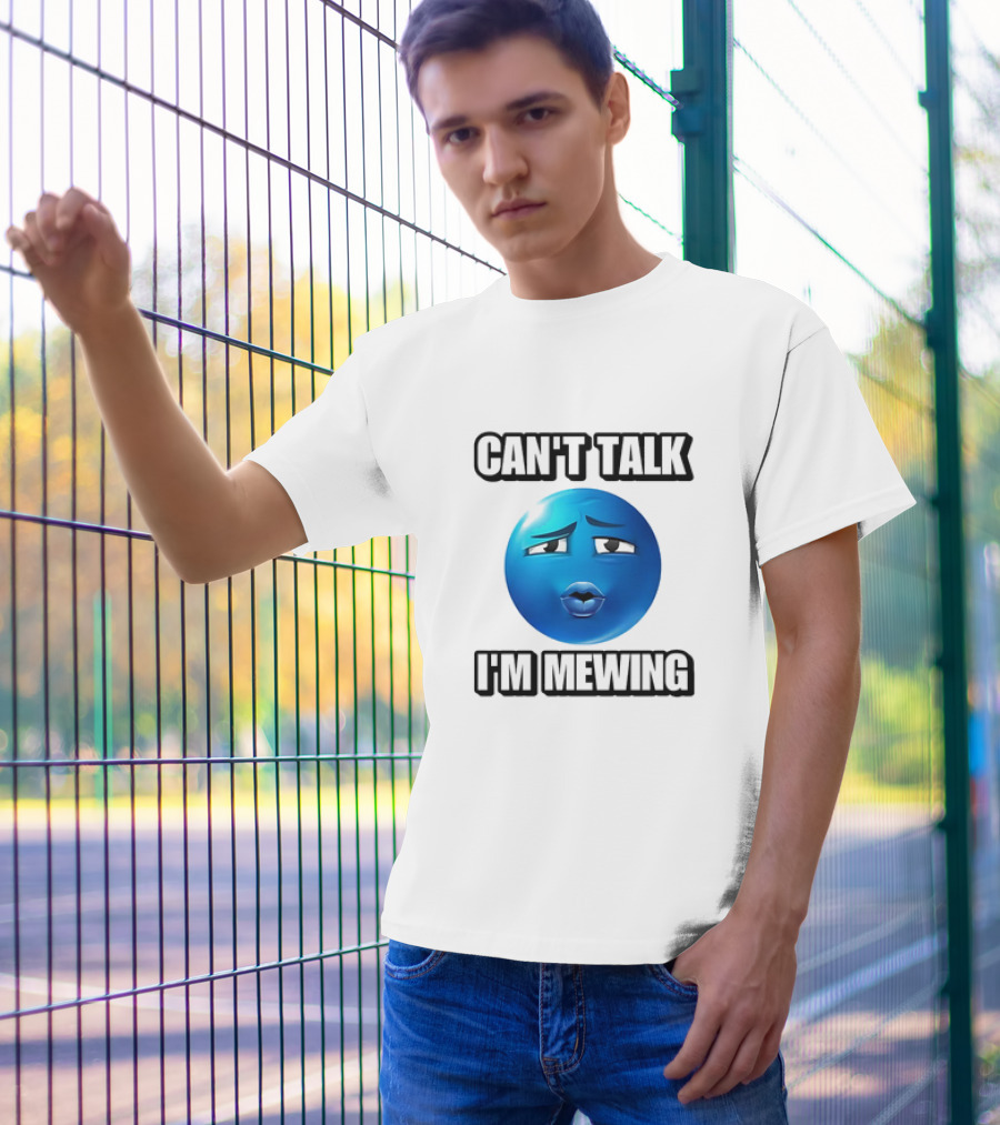 Can't Talk Blue Emoji Mewing Meme T-Shirt