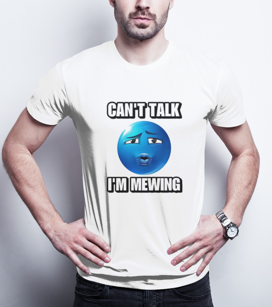 Can't Talk Blue Emoji Mewing Meme T-Shirt