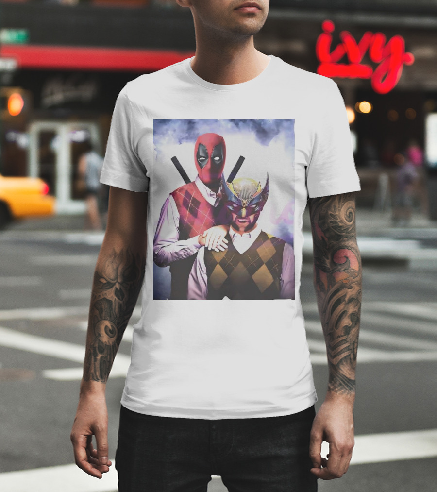 Retro Deadpool And Wolverine Step Brothers Iconic Parody Image T-Shirt