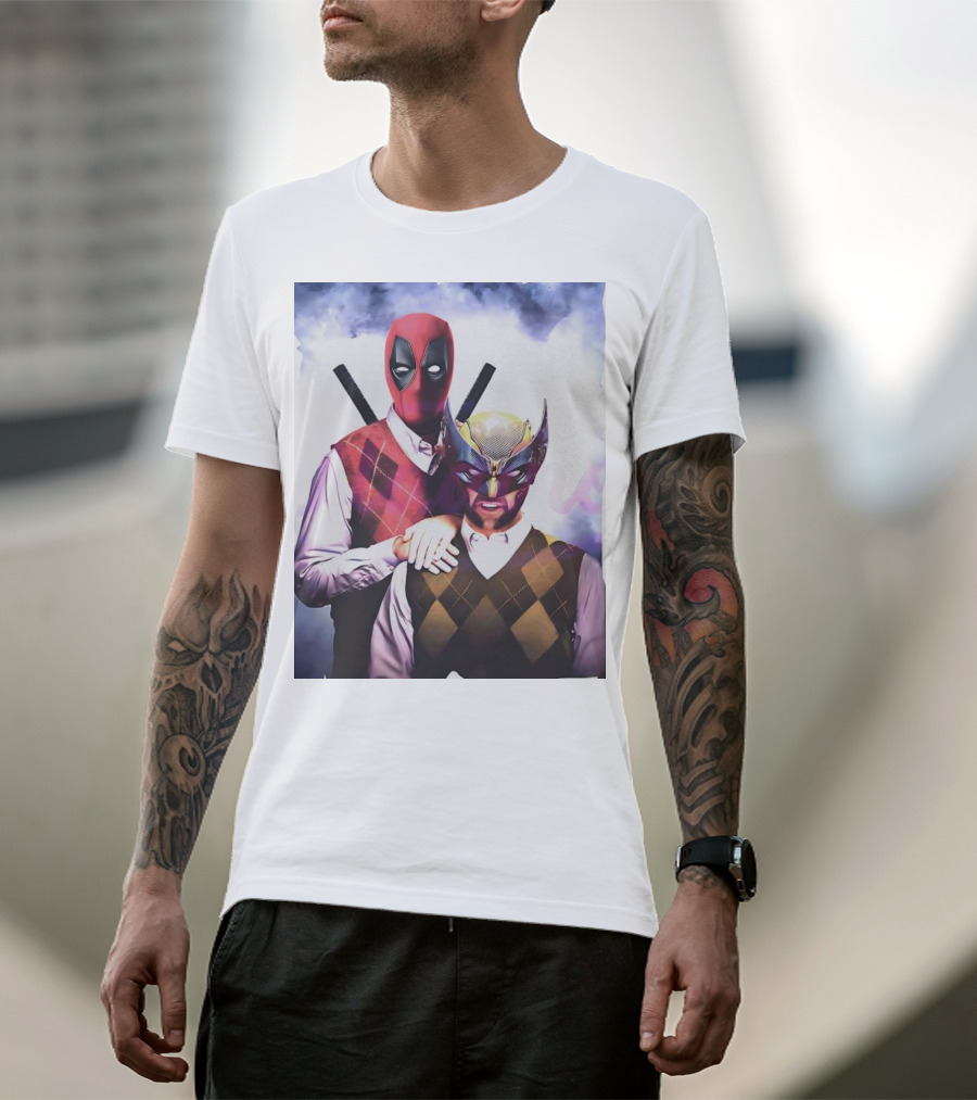 Retro Deadpool And Wolverine Step Brothers Iconic Parody Image T-Shirt