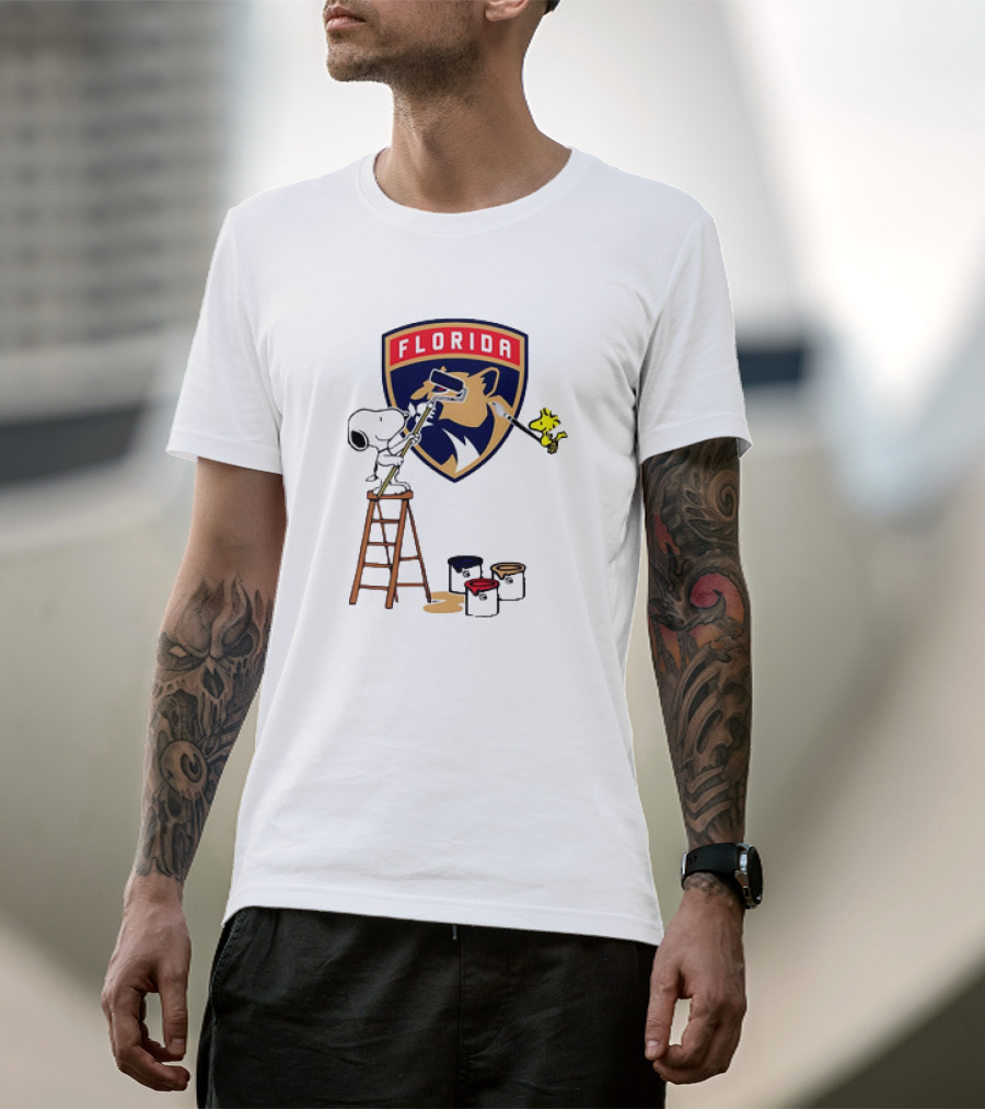 Snoopy And Woodstock Painting Florida Panthers T-Shirt