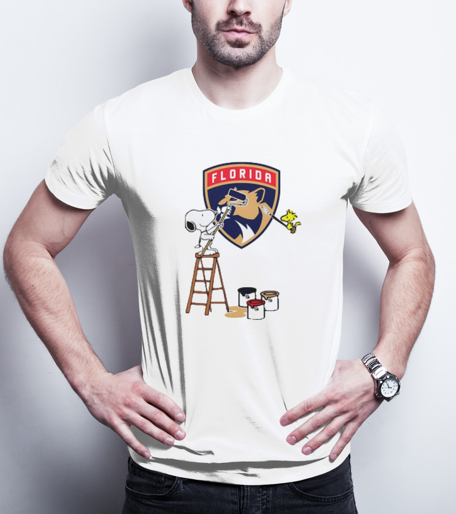 Snoopy And Woodstock Painting Florida Panthers T-Shirt