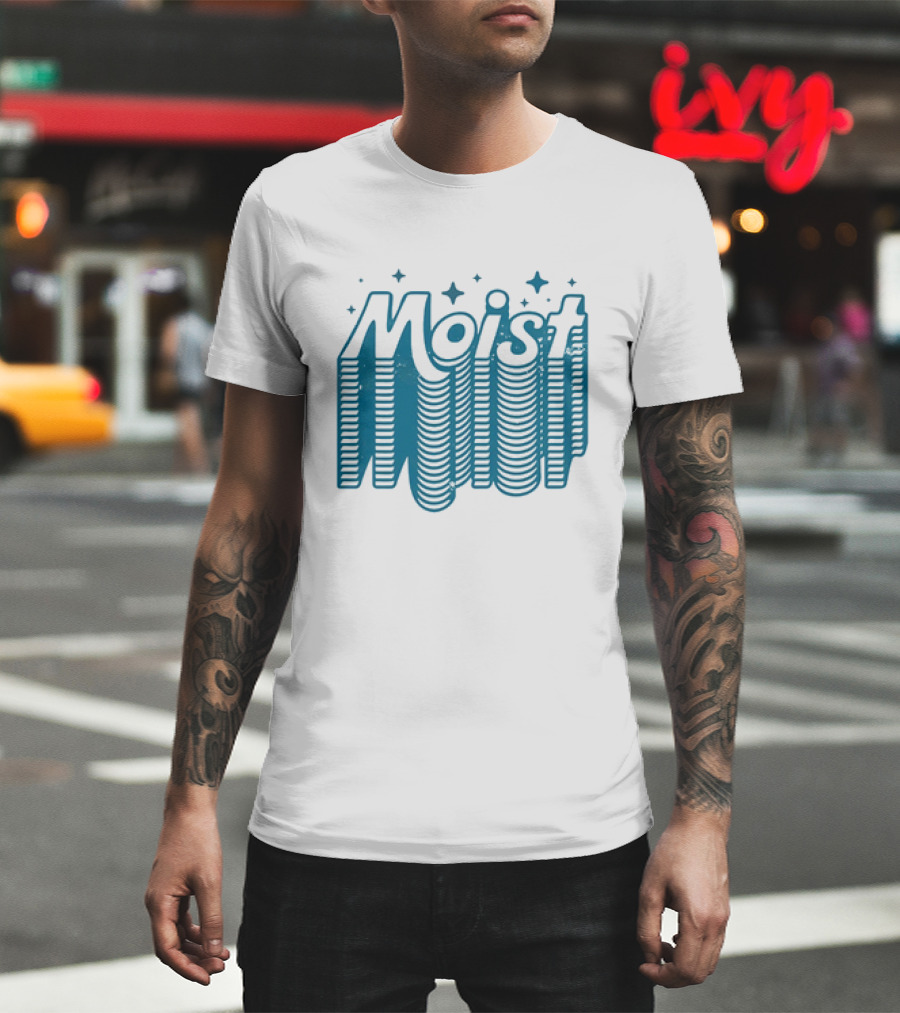 Moist 3D Text With Stars V2 T-Shirt