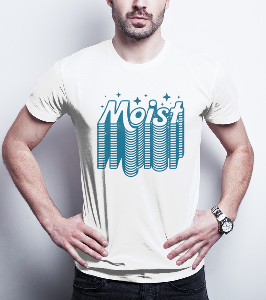 Moist 3D Text With Stars V2 T-Shirt