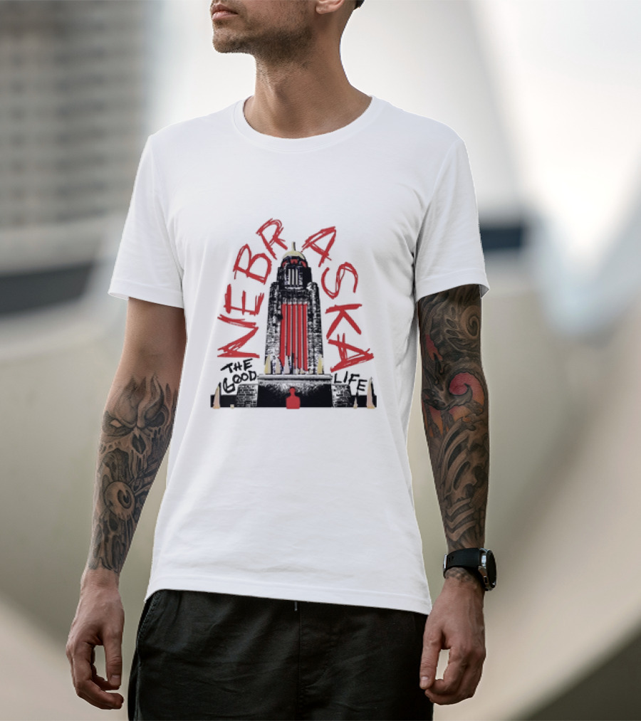 Nebraska The Good Life Capitol Building Stylistic T-Shirt
