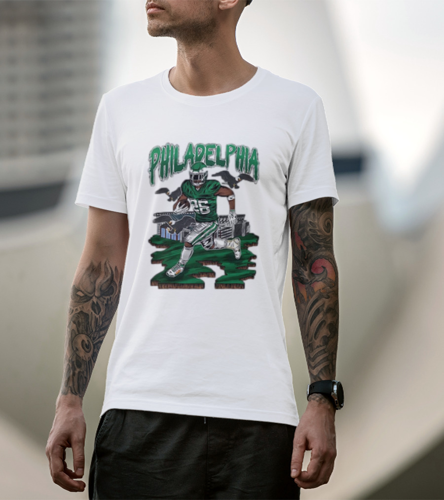 Philadelphia Eagles Saquon Barkley Bird Gang Running Player With Birds T-Shirt