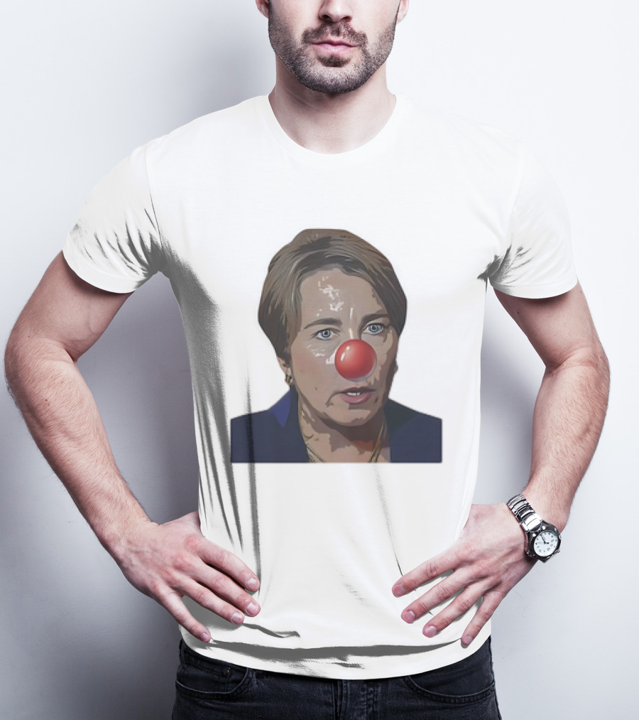 Maura Healey Cartoon Clown Nose Face Image T-Shirt