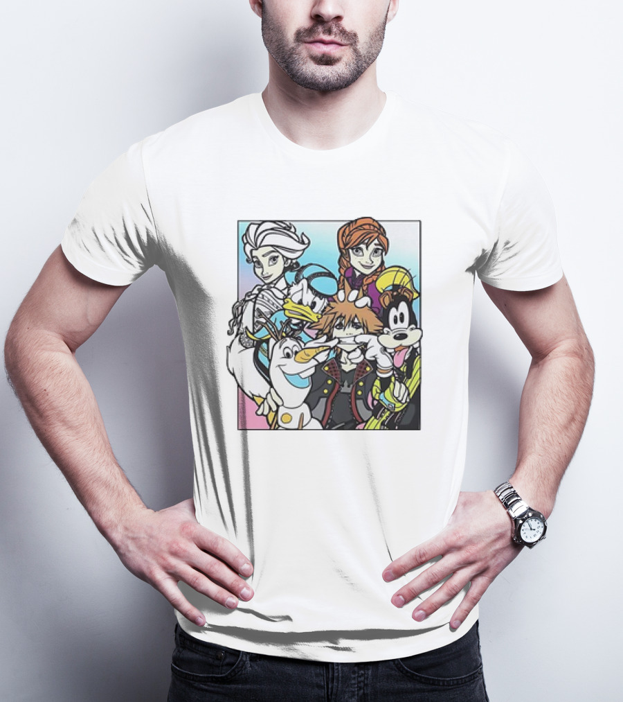 Disney Kingdom Hearts Frozen Characters Crossover T-Shirt