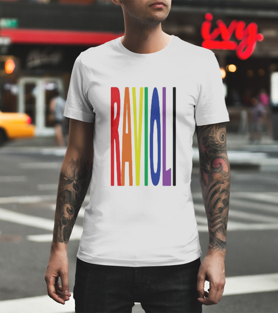 Ravioli Rainbow Colorful Block Letters T-Shirt