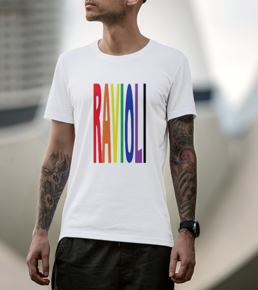 Ravioli Rainbow Colorful Block Letters T-Shirt