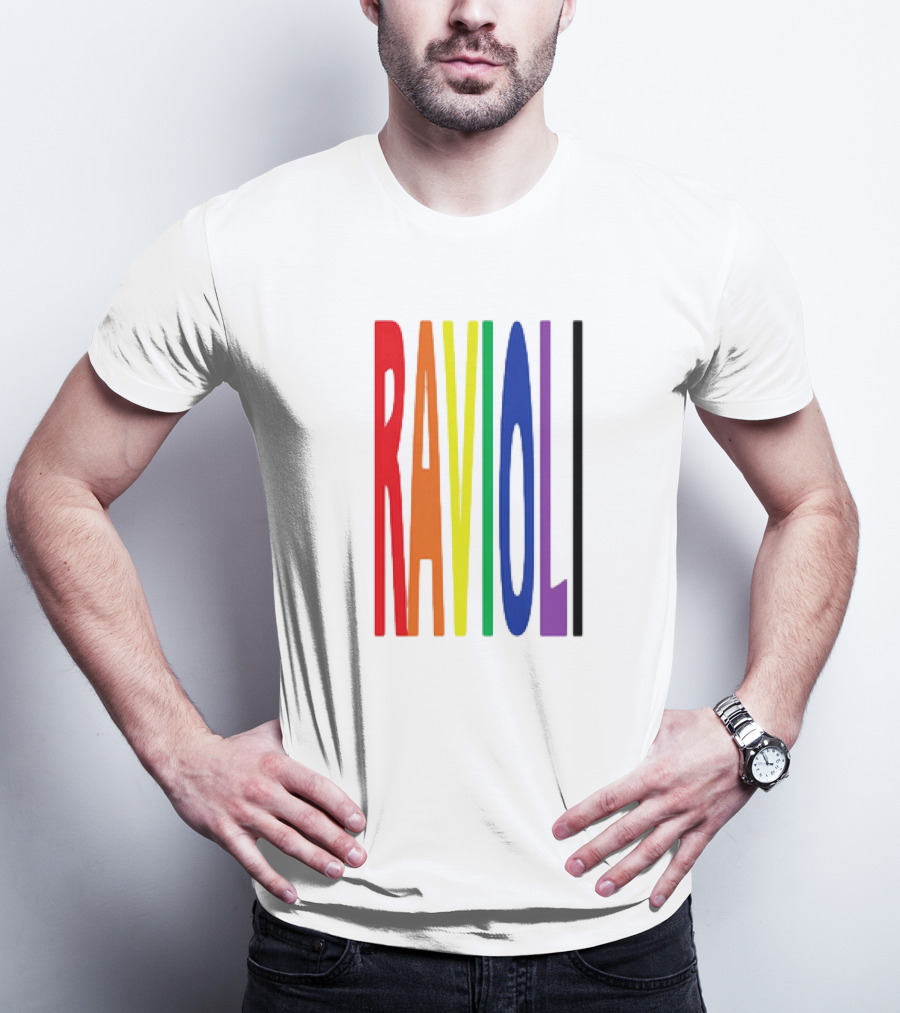Ravioli Rainbow Colorful Block Letters T-Shirt