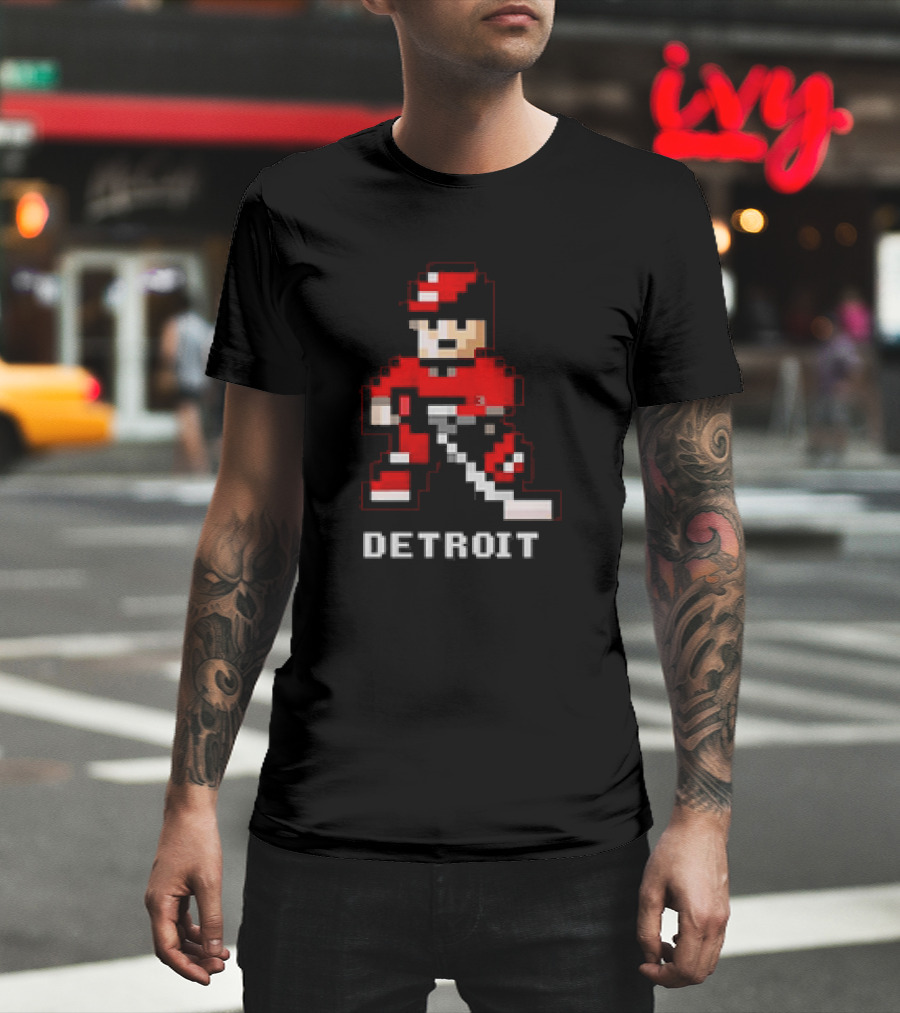 Detroit 8-Bit Hockey Player T-Shirt