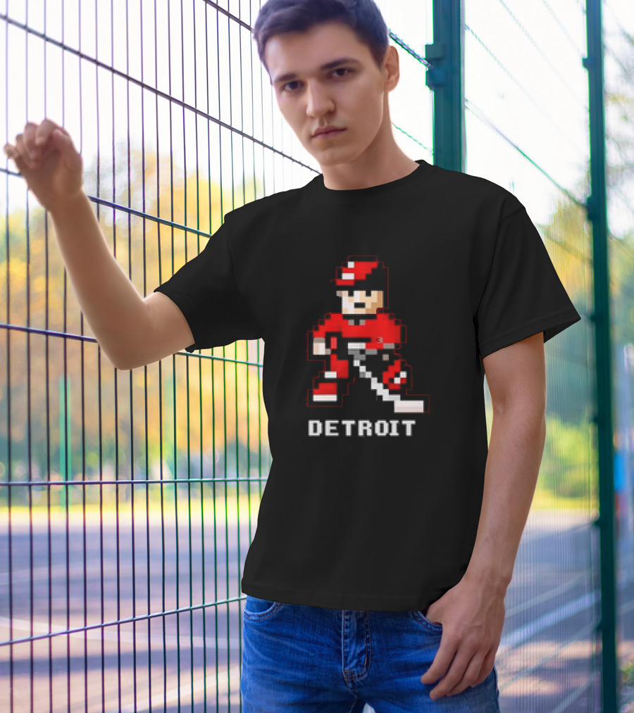 Detroit 8-Bit Hockey Player T-Shirt