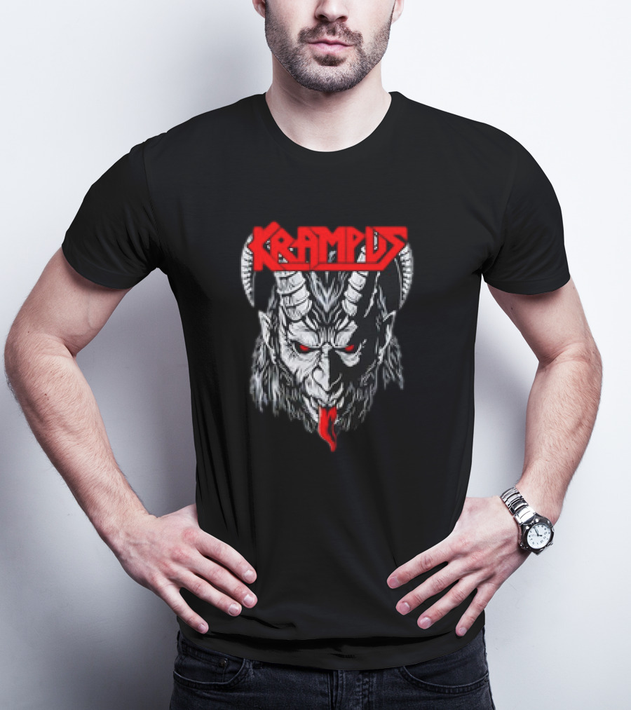 Scerry Krampus Christmas Krampus Horned Demon Face T-Shirt