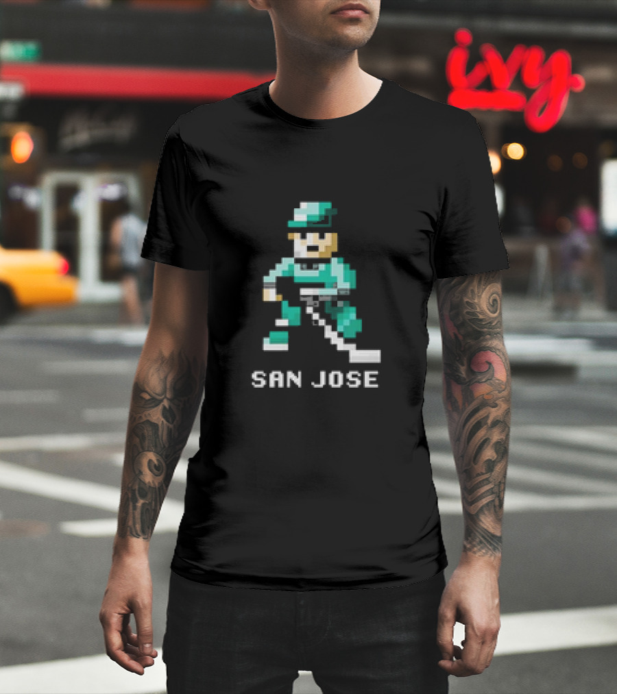 San Jose Hockey 8 Bit Retro Pixel T-Shirt