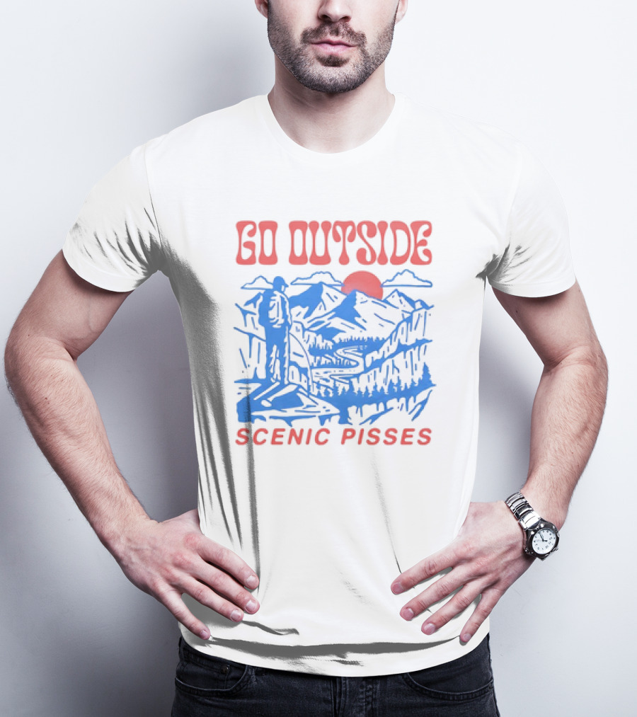 Go Outside Mountain Scenic Pisses T-Shirt