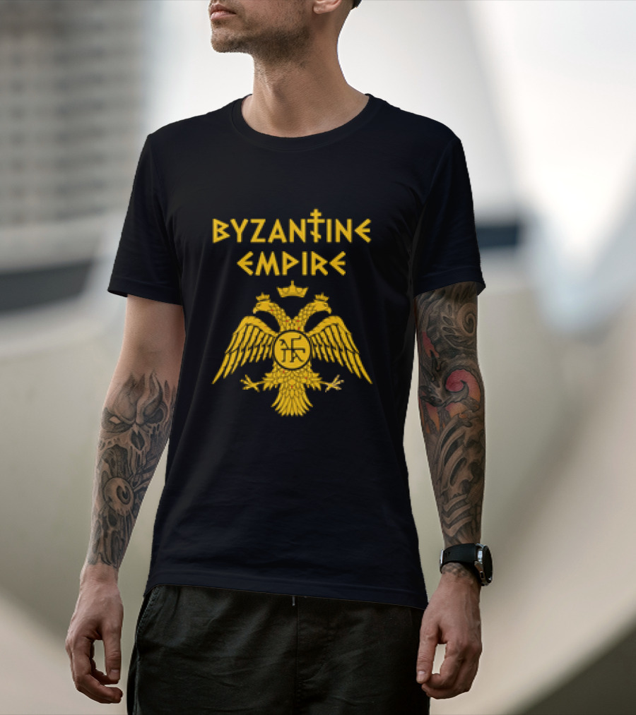 Byzantine Empire Double-Headed Eagle Orthodox Cross T-Shirt
